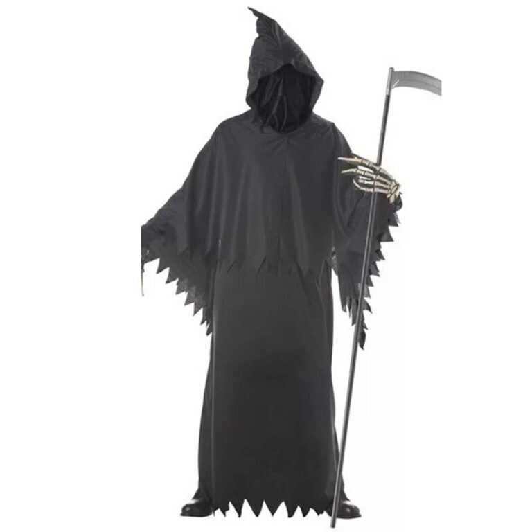 Adult Scary Grim Reaper Cosplay Costume Evil Skeleton Ghost Hooded ...