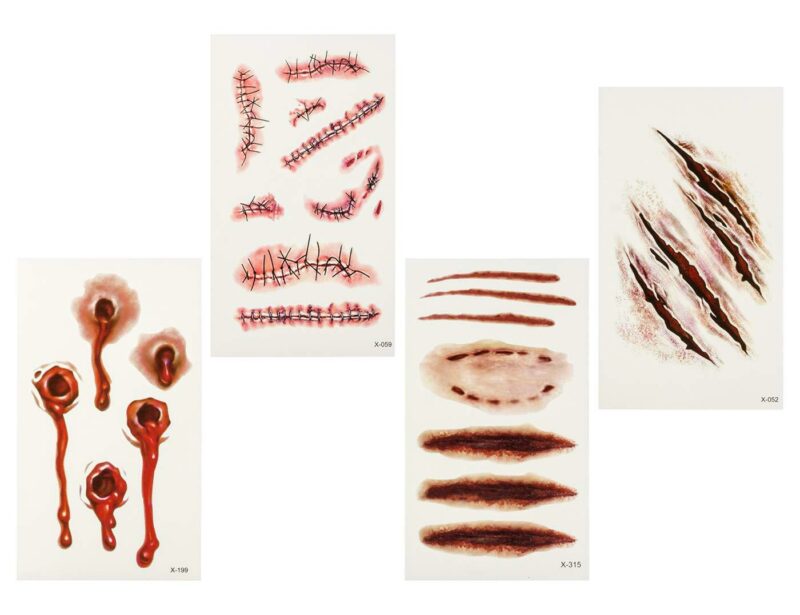 20pc Set Zombie Scars Bloody Wound Tattoos Scary Makeup Stickers ...