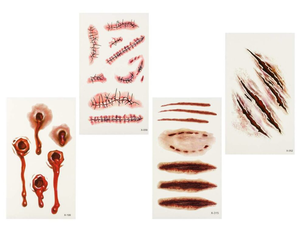 20pc Set Zombie Scars Bloody Wound Tattoos Scary Makeup Stickers ...