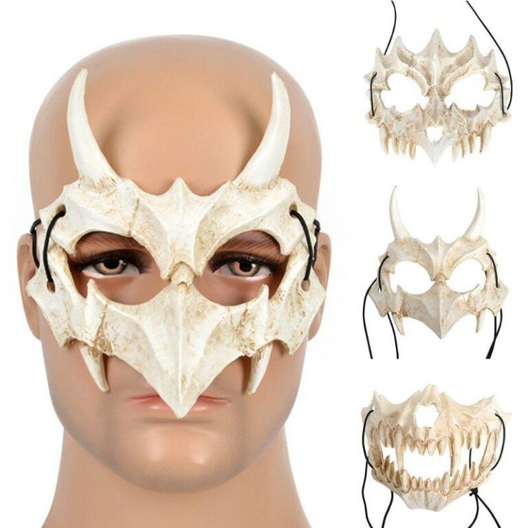Dragon God Skeleton Anime Half Face Mask For Japanese Cosplay Halloween ...