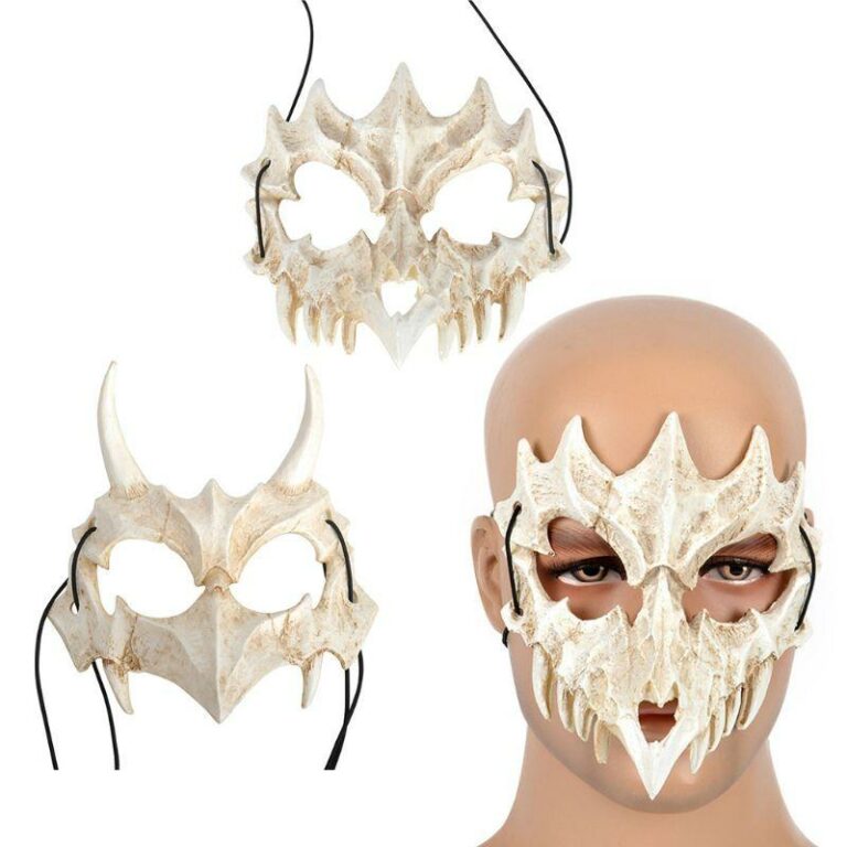 Dragon God Skeleton Anime Half Face Mask For Japanese Cosplay Halloween ...