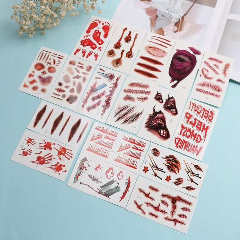 Waterproof Realistic Temporary Tattoo Sticker Fake Blood Scar Injury ...