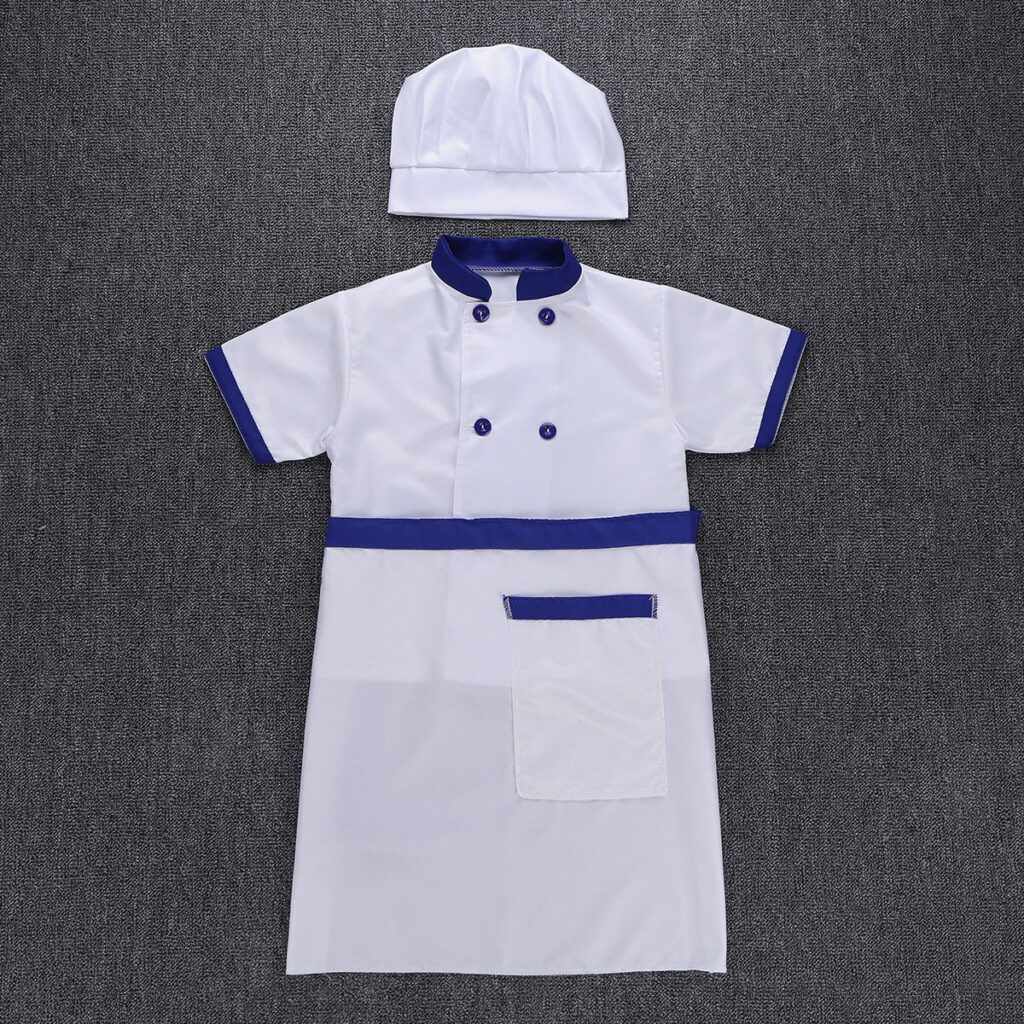 Kids Chef Costume Set Apron Top Hat Kitchen Role Play Uniform ...