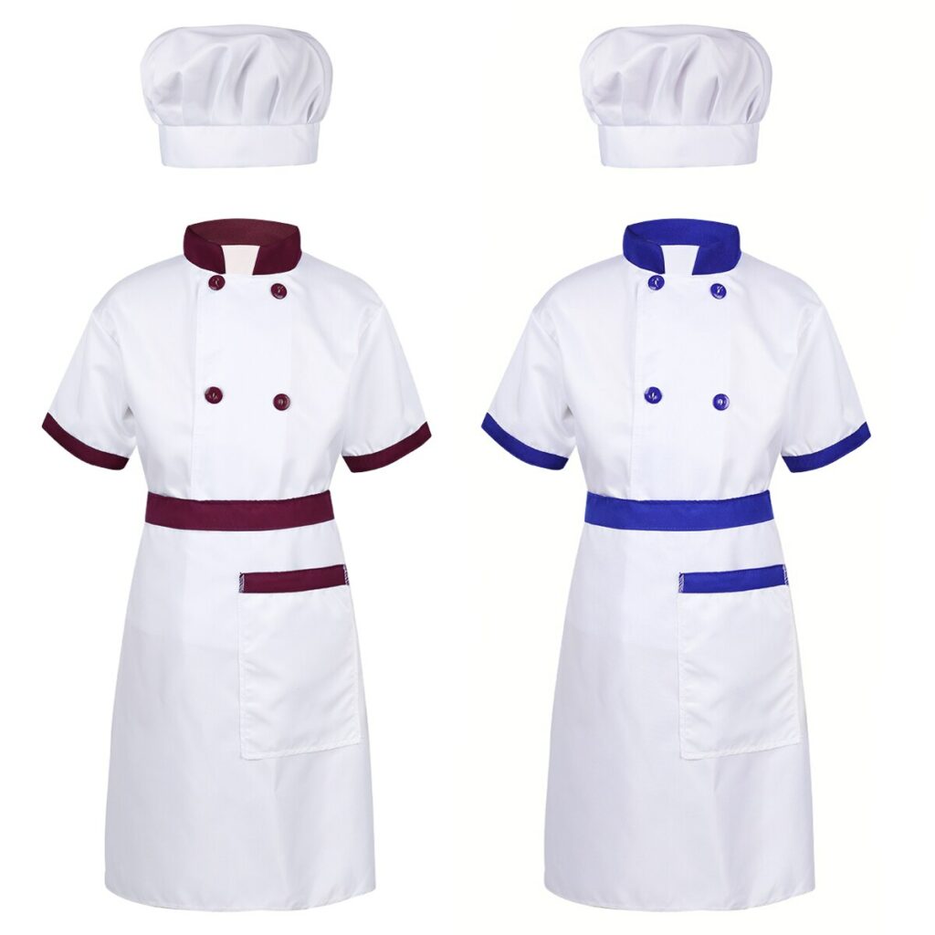 Kids Chef Costume Set Apron Top Hat Kitchen Role Play Uniform ...