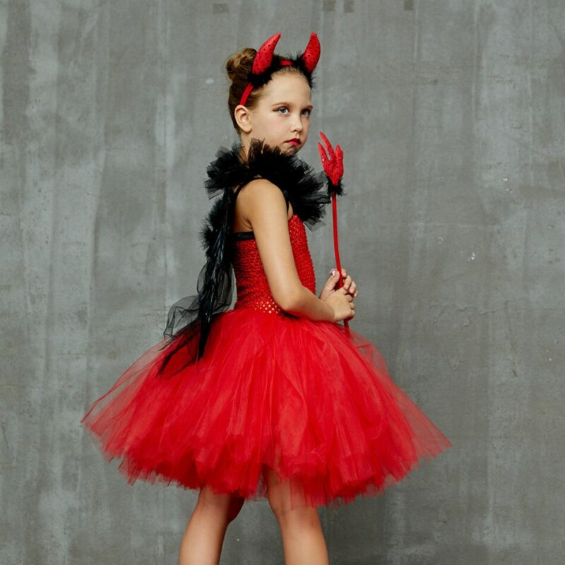 Red Devil Baby Girl Tutu Costume Dress With Wings For Cosplay Photos ...
