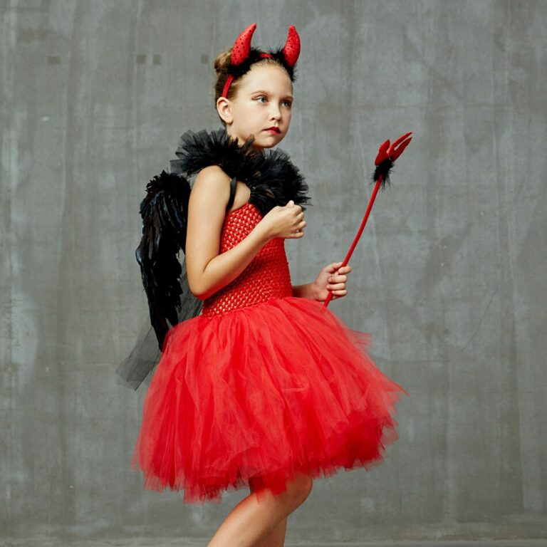 Red Devil Baby Girl Tutu Costume Dress With Wings For Cosplay Photos ...