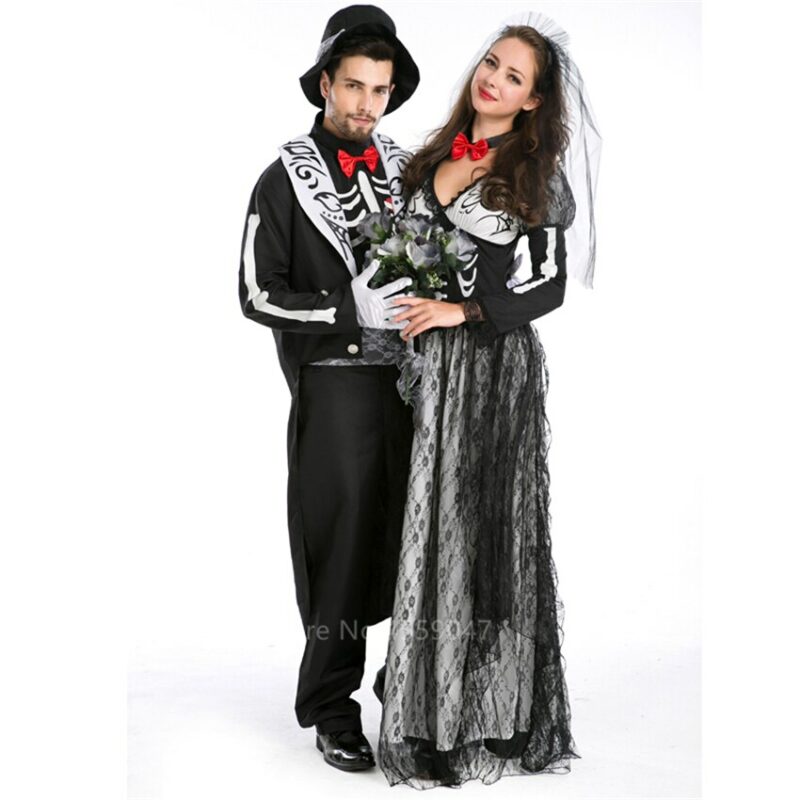 Adult Gothic Vampire Bride Costume Skeleton Witch Cosplay Scary ...