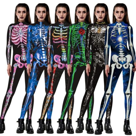 3d Printed Skeleton Witch Costume Sexy Horror Cosplay Jumpsuit ...