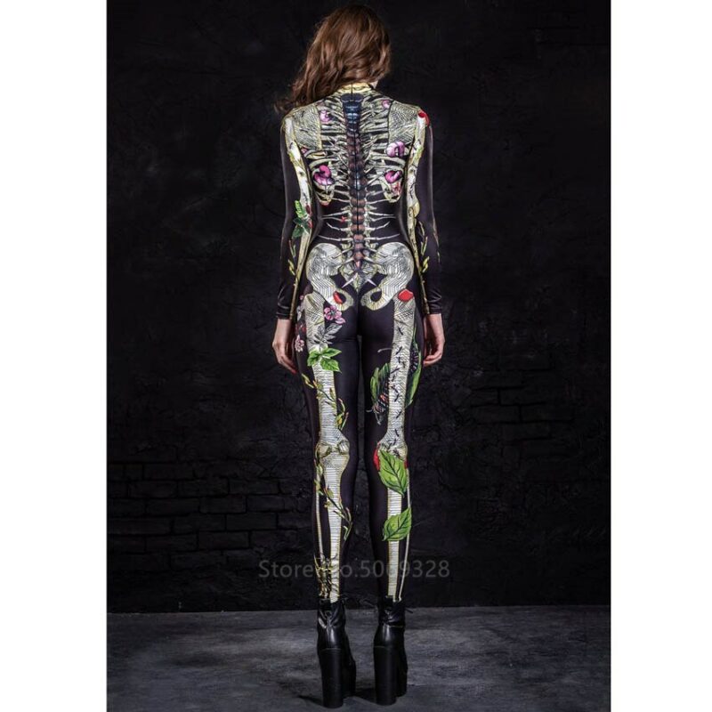 Womens Skeleton Bodysuit Scary Horror Zombie Witch Vampire Cosplay ...