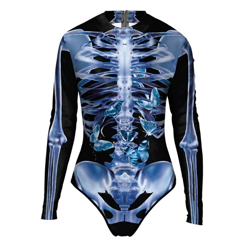 Plus Size Skeleton Jumpsuit Costume For Men Women Horror Carnival Purim ...