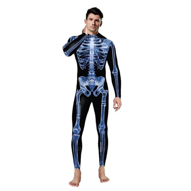 Plus Size Skeleton Jumpsuit Costume For Men Women Horror Carnival Purim ...