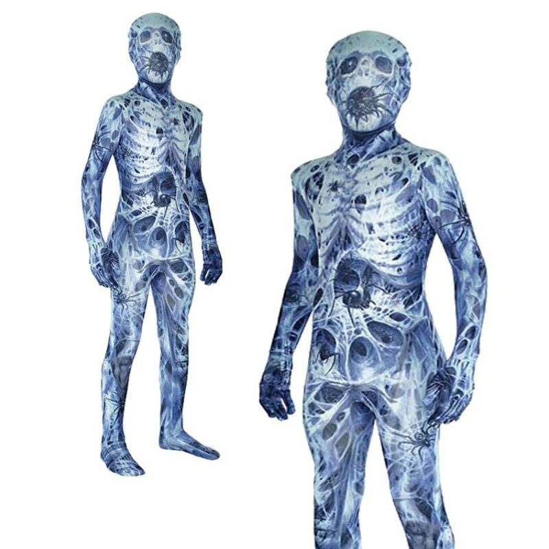 Kids Scary Zombie Skeleton Costume Horror Carnival Jumpsuit For Boys ...
