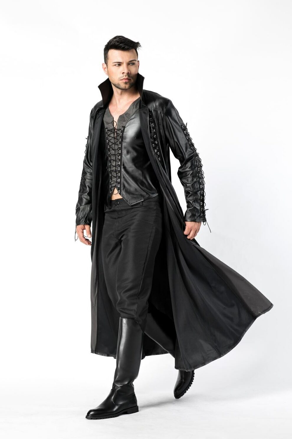 Mens Gothic Vampire Cosplay Costume Leather Masquerade Party Outfit ...