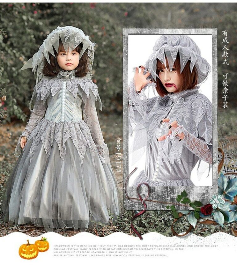 Victorian Gothic Vampire Bride Costume For Toddler Girls Scary Skull ...