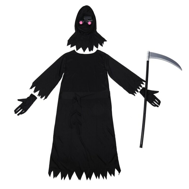 Spooky Kids Grim Reaper Costume With Glowing Red Eyes Fade Effect ...