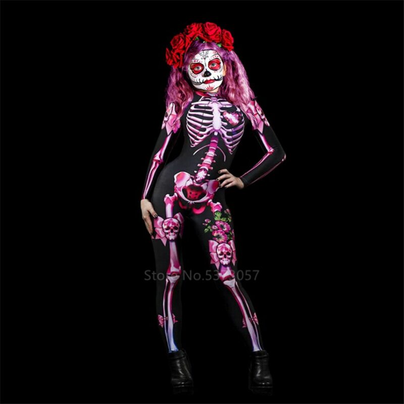 3d Printed Skeleton Bodysuit Day Of The Dead Costume For Kids Adults ...