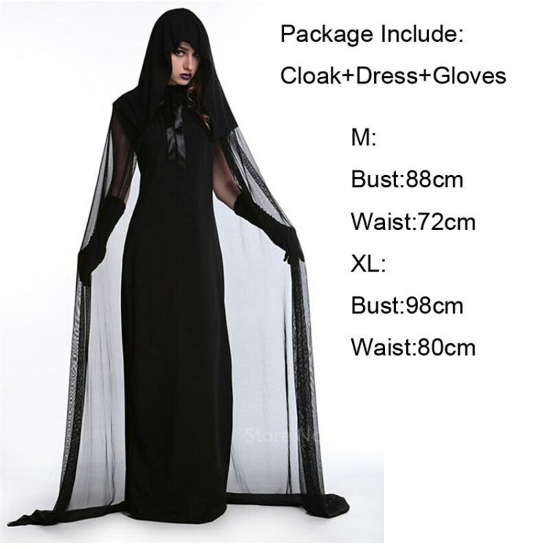 Gothic Vampire Bride Costume Womens Scary Carnival Party Dress With ...