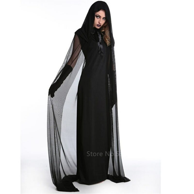 Gothic Vampire Bride Costume Womens Scary Carnival Party Dress With ...