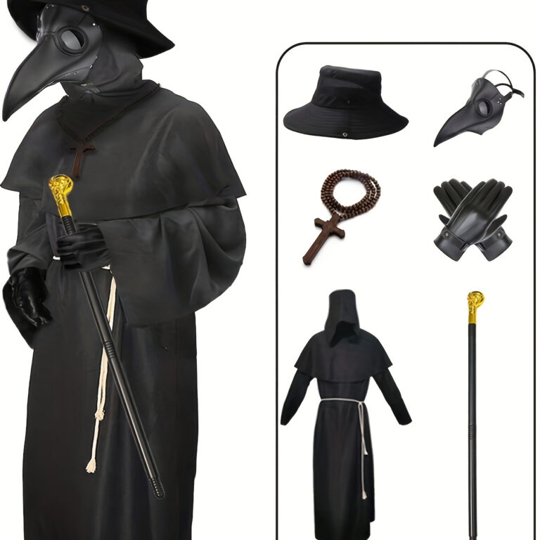 Authentic 6pcs Renaissance Plague Doctor Costume For Halloween And ...