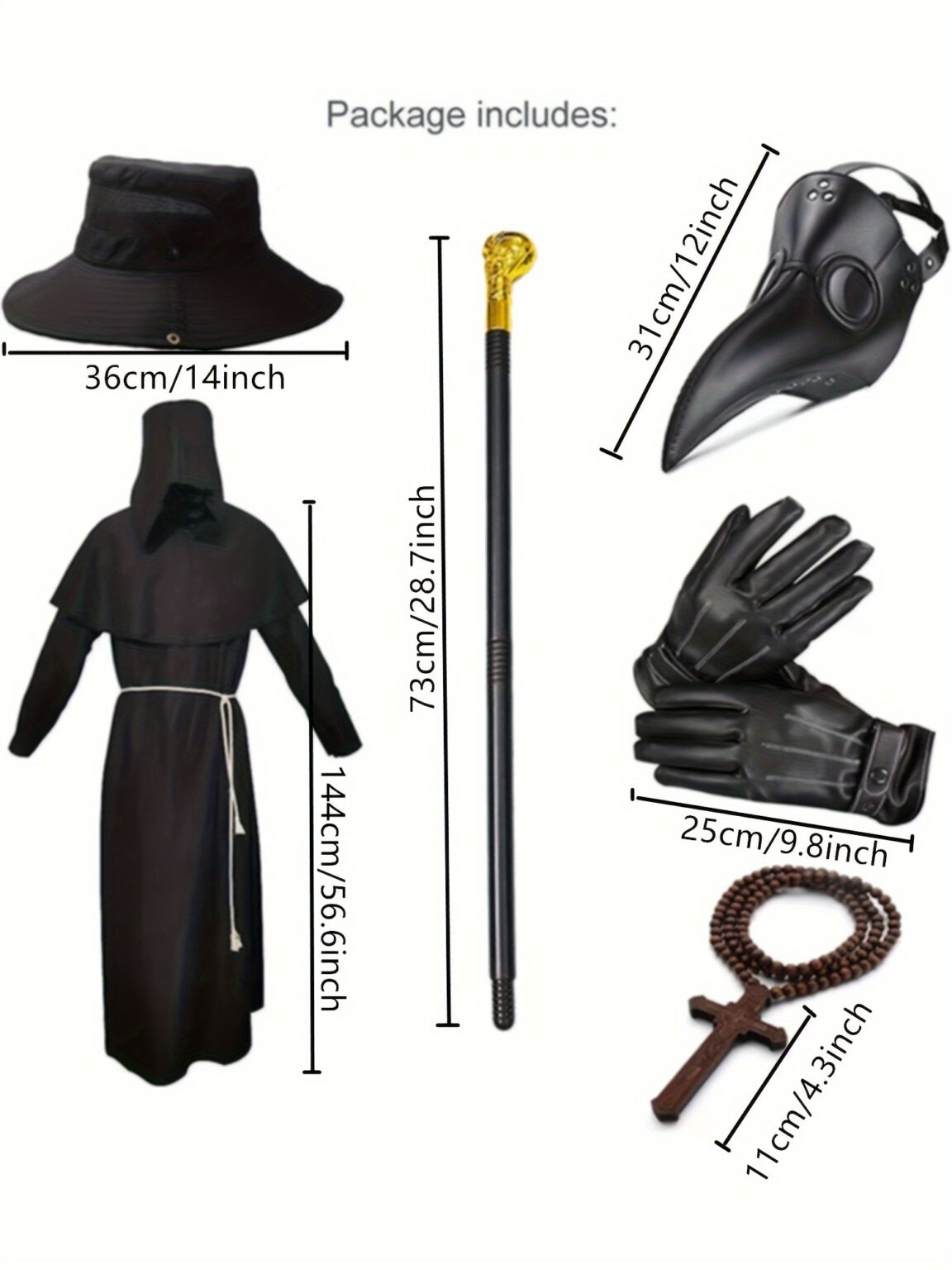 Authentic 6pcs Renaissance Plague Doctor Costume For Halloween And ...