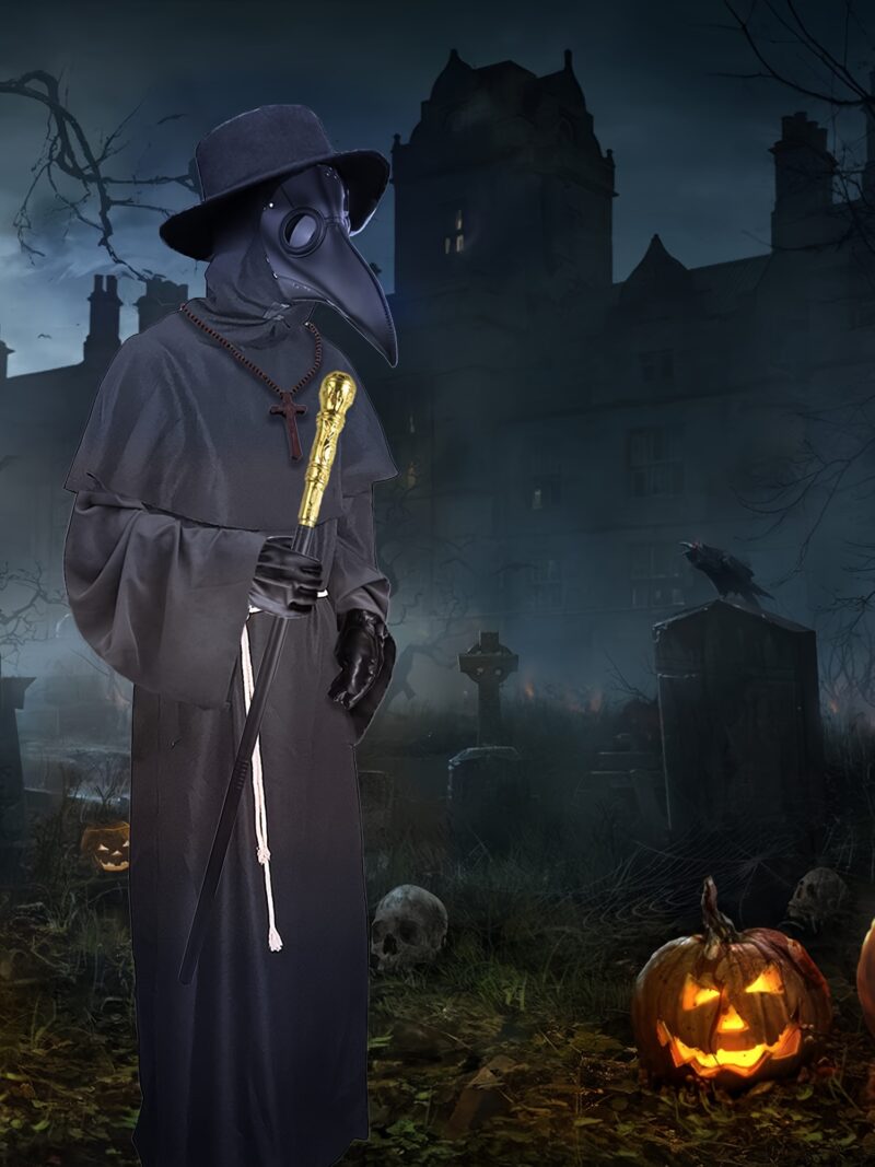 Authentic 6pcs Renaissance Plague Doctor Costume For Halloween And ...