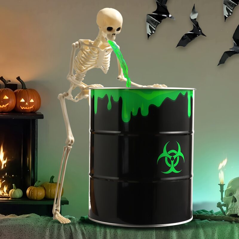 Vomiting Skull Indoor Halloween Decorations Toxic Waste Can For Home ...