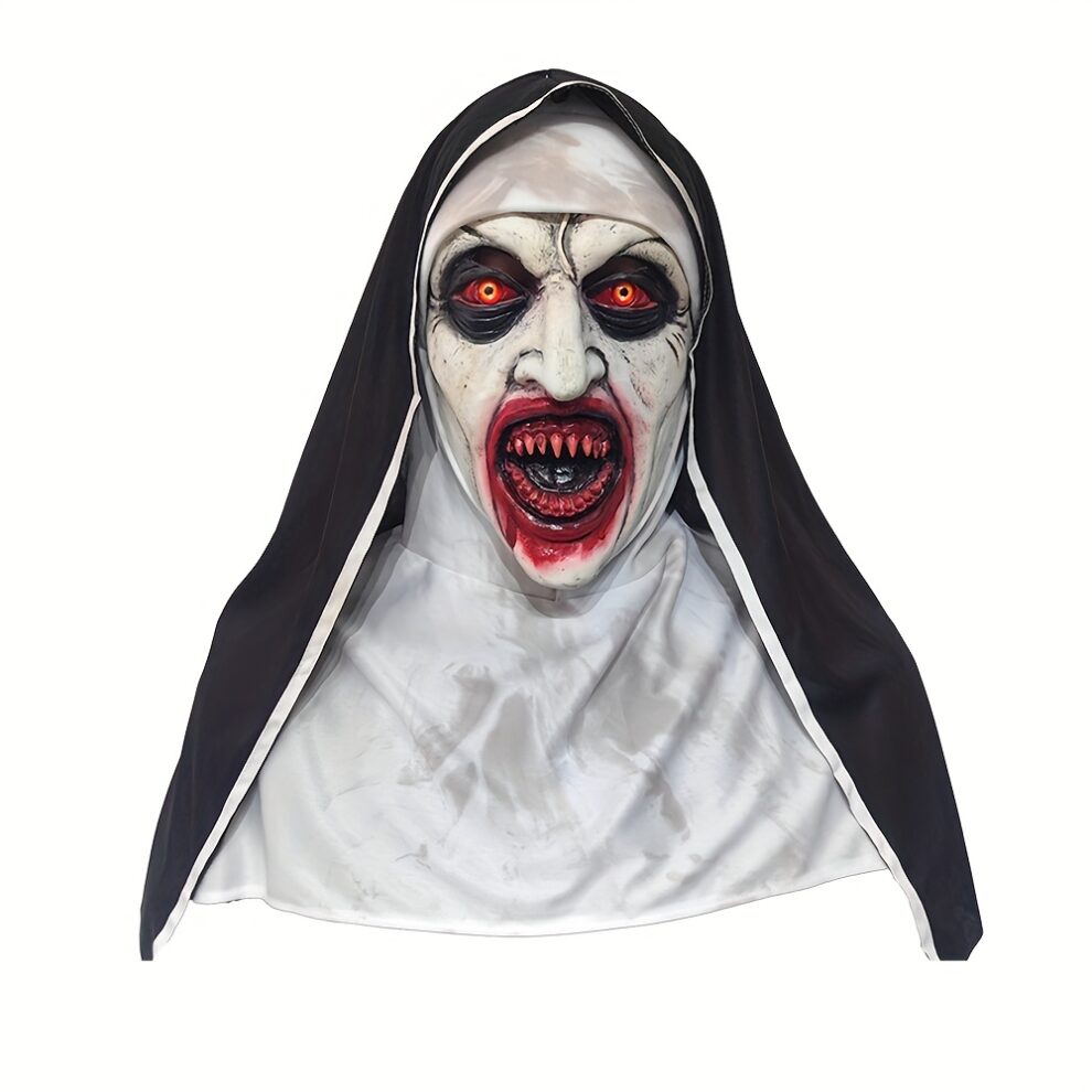 Mens Scary Vampire Nun Latex Mask Full Head Halloween Cosplay Costume ...